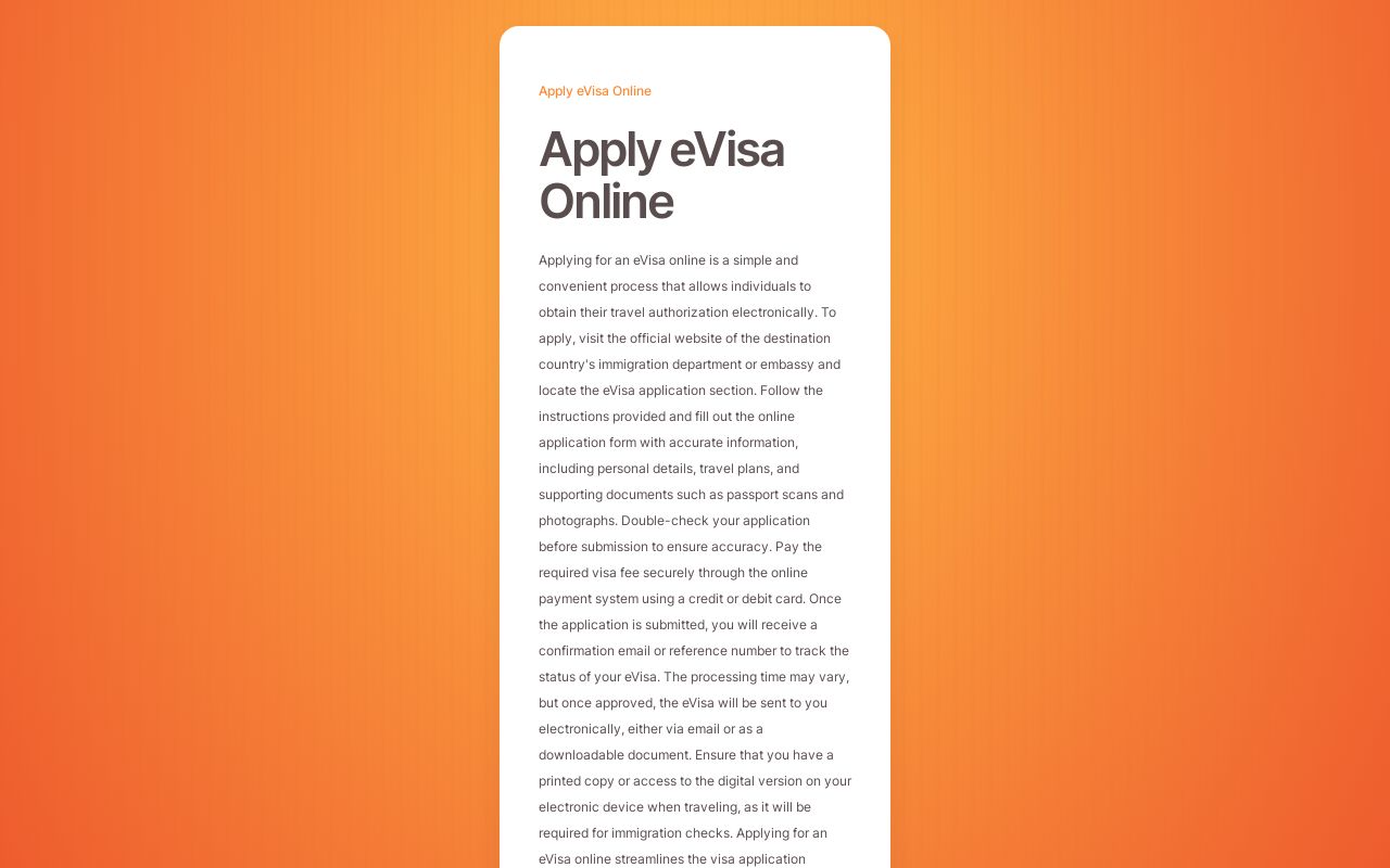 Apply eVisa Online